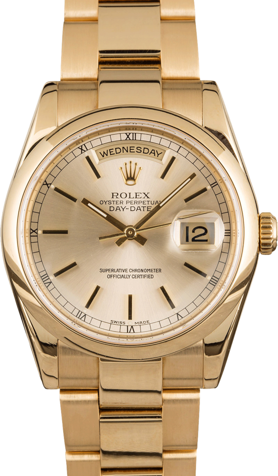 Men's Rolex Gold Day-Date 118208 - Bob's Watches