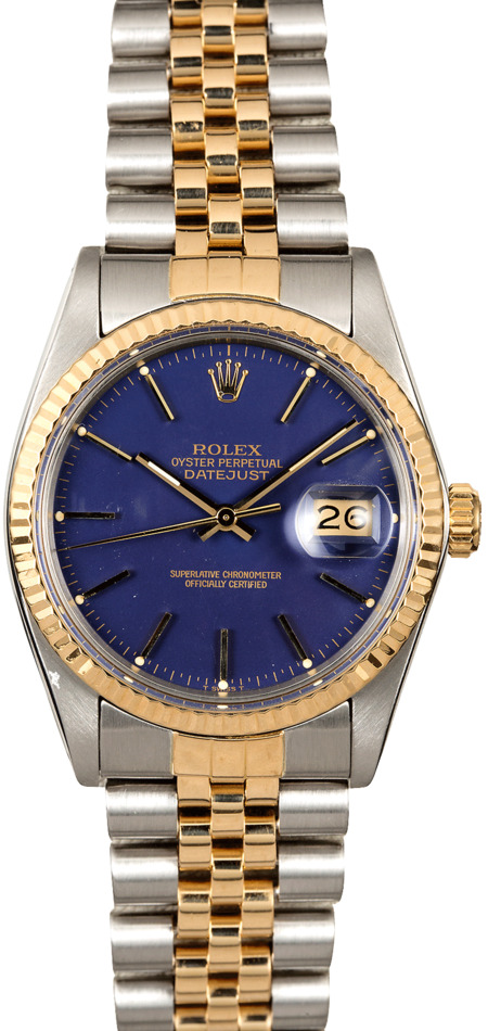 Rolex Datejust 16013 Blue Dial Two Tone Jubilee | Bob's Watches Item ...
