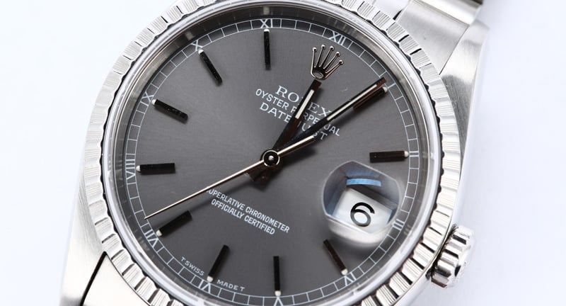 Men's Rolex Datejust 16220 Slate Dial