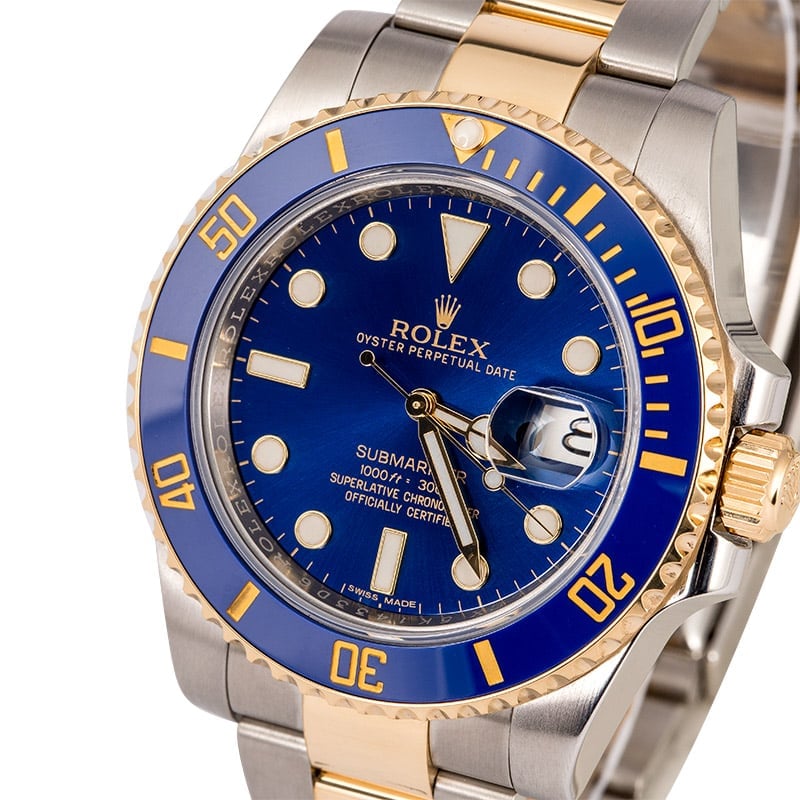 Rolex Submariner 116613 Sunburst Blue Dial with Factory Stickers