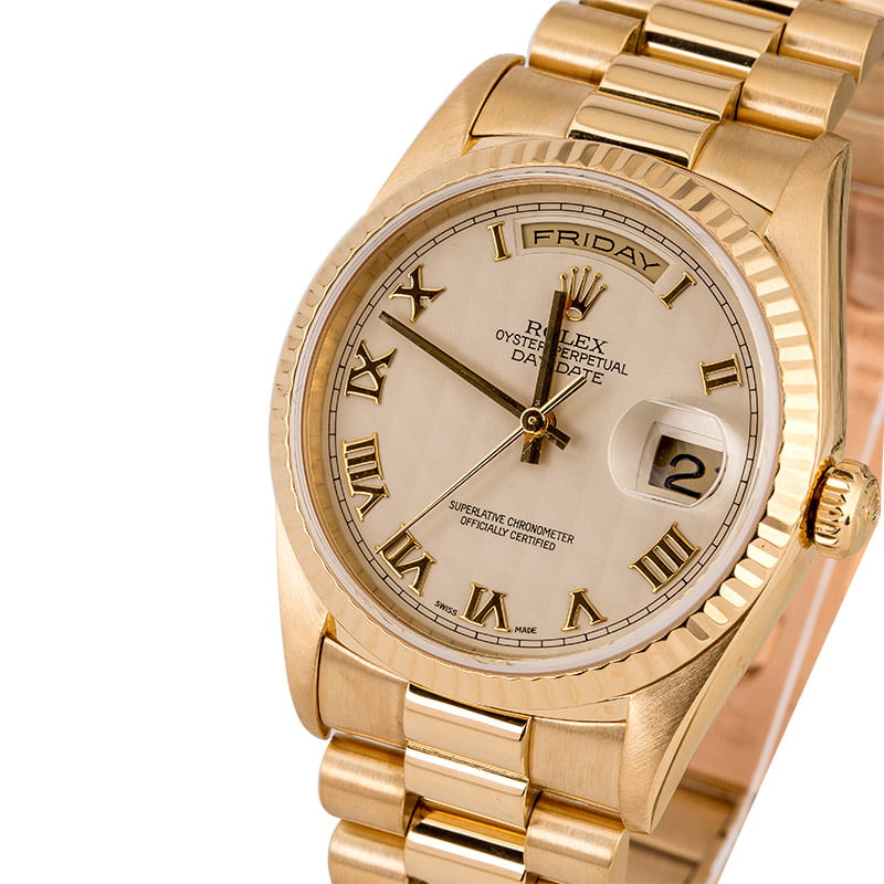 Rolex President 18238 Ivory Pyramid Roman Dial