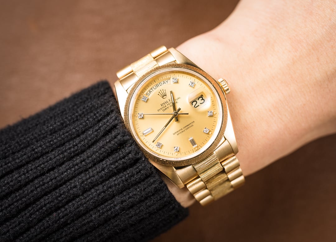 Rolex President Bark Finish 18078 Diamond
